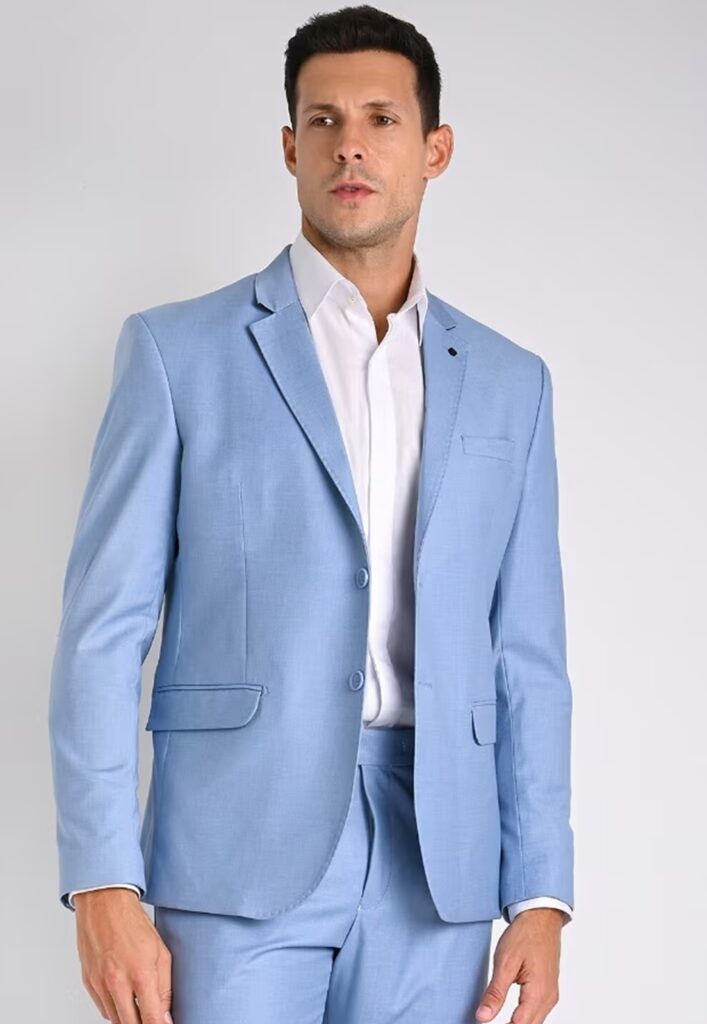 Terno Slim Masculino Gabardine Azul Serenity Jordhan